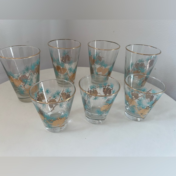 Libbey | Dining | Midcentury Modern Libbey Glass Turquoise Bluegold ...